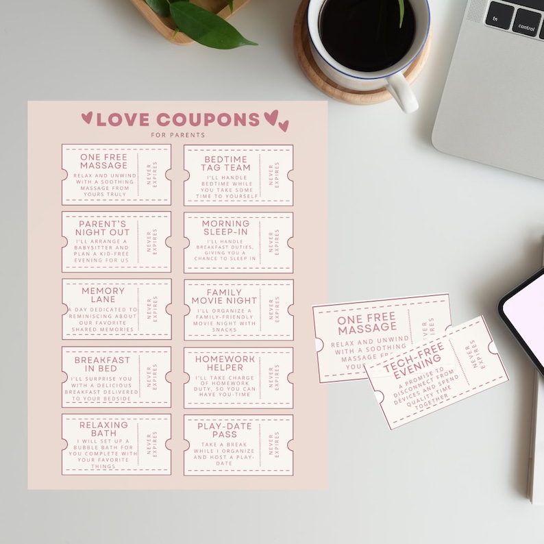Printable Love Coupons for Parents - Etsy