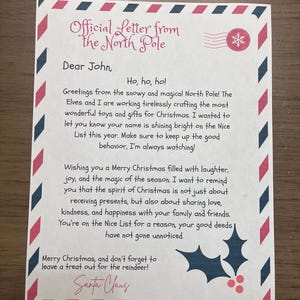 Editable Letter From Santa - Etsy