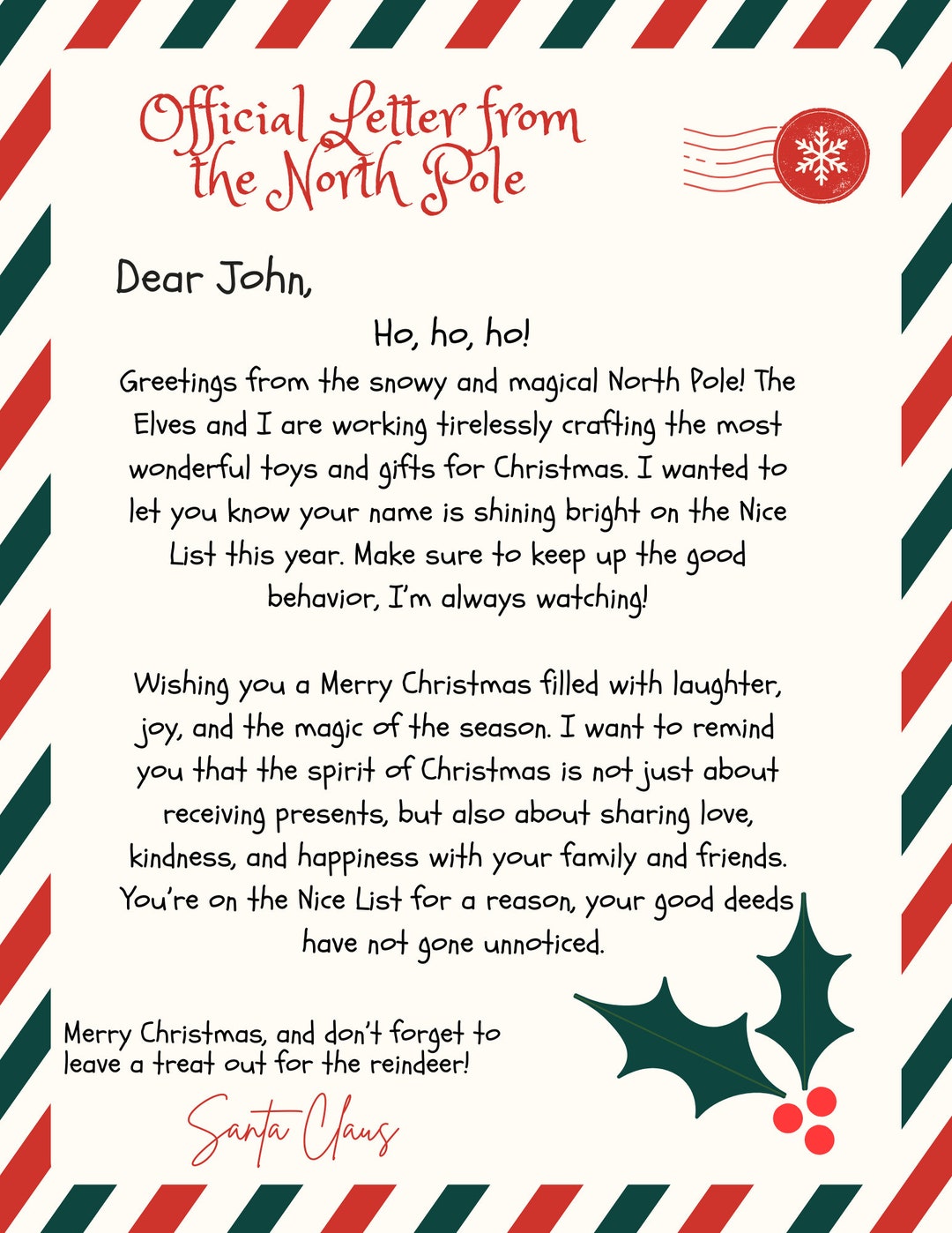 Editable Letter From Santa - Etsy