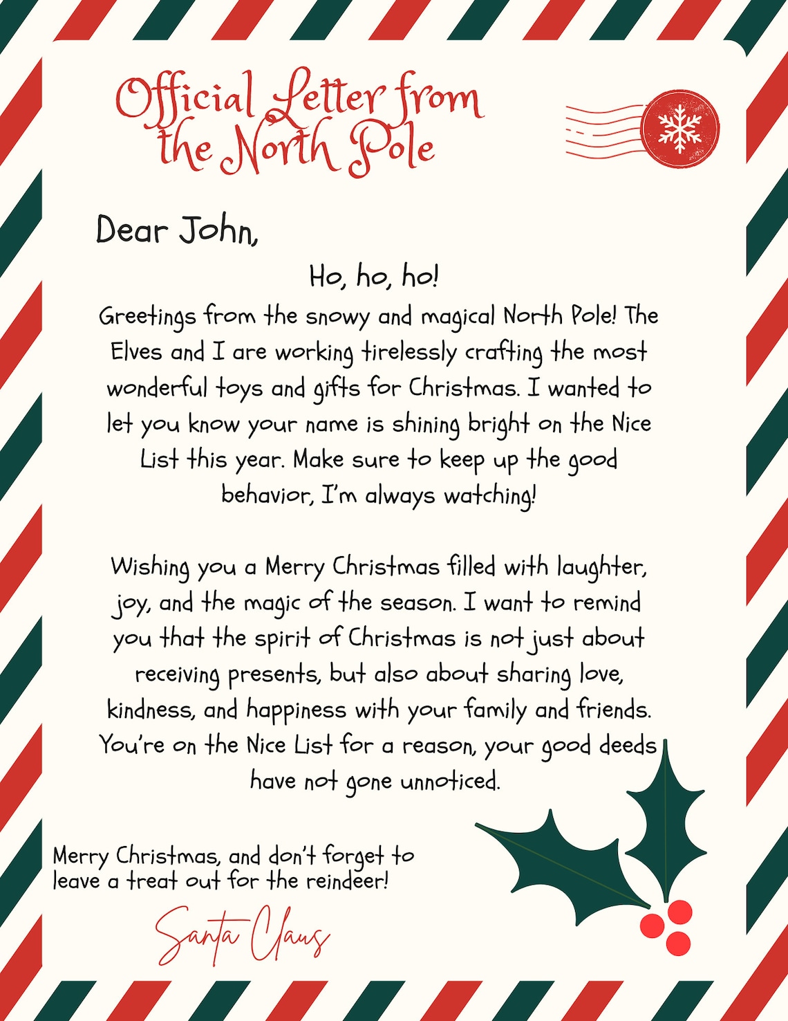 Editable Letter From Santa - Etsy