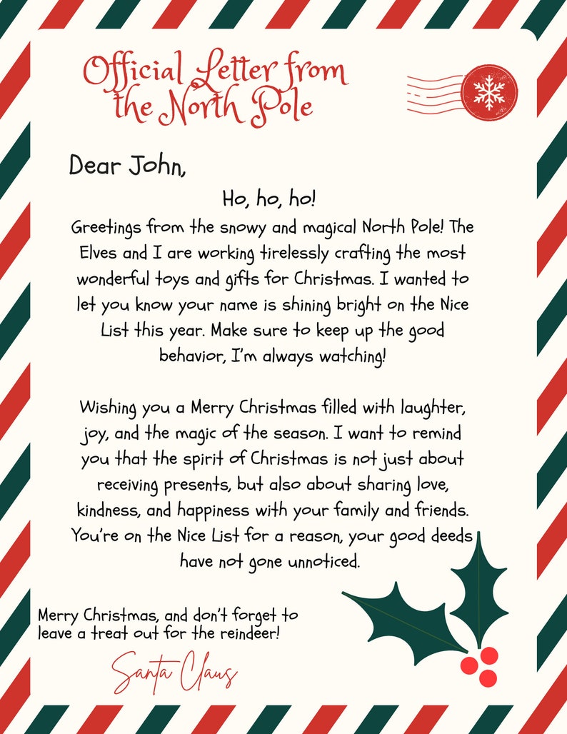 Editable Letter From Santa - Etsy UK
