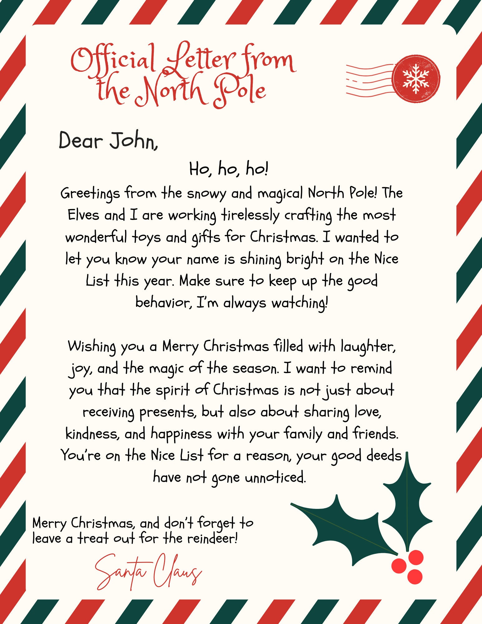 Editable Letter From Santa - Etsy