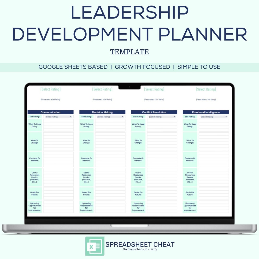 Leadership Development Planner Template for Google Sheets (digital ...