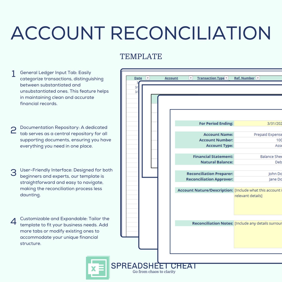 Account Reconciliation Template: MS Excel Spreadsheet (digital Download ...