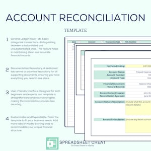 Account Reconciliation Template: MS Excel Spreadsheet (digital Download ...