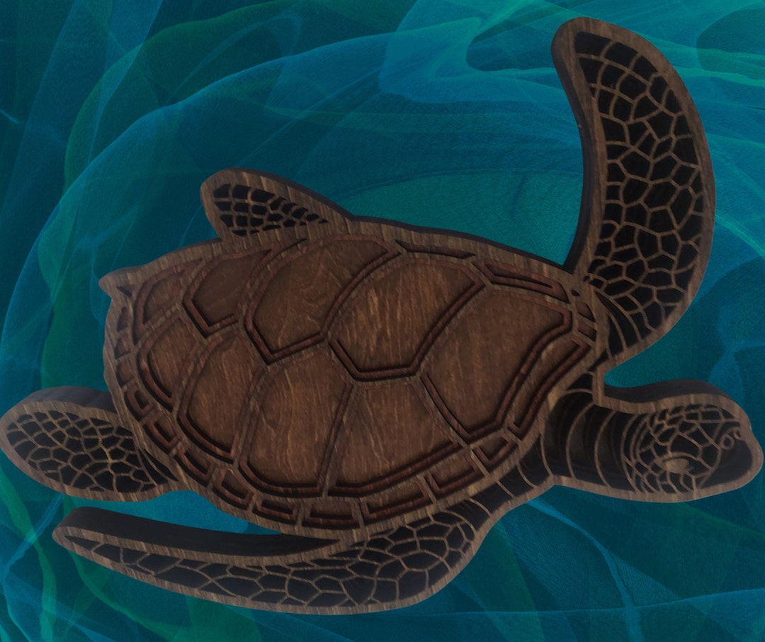 3D Turtle,layered Wood,sea Turtle,laser Cut,hand Stained,wall Hanging ...