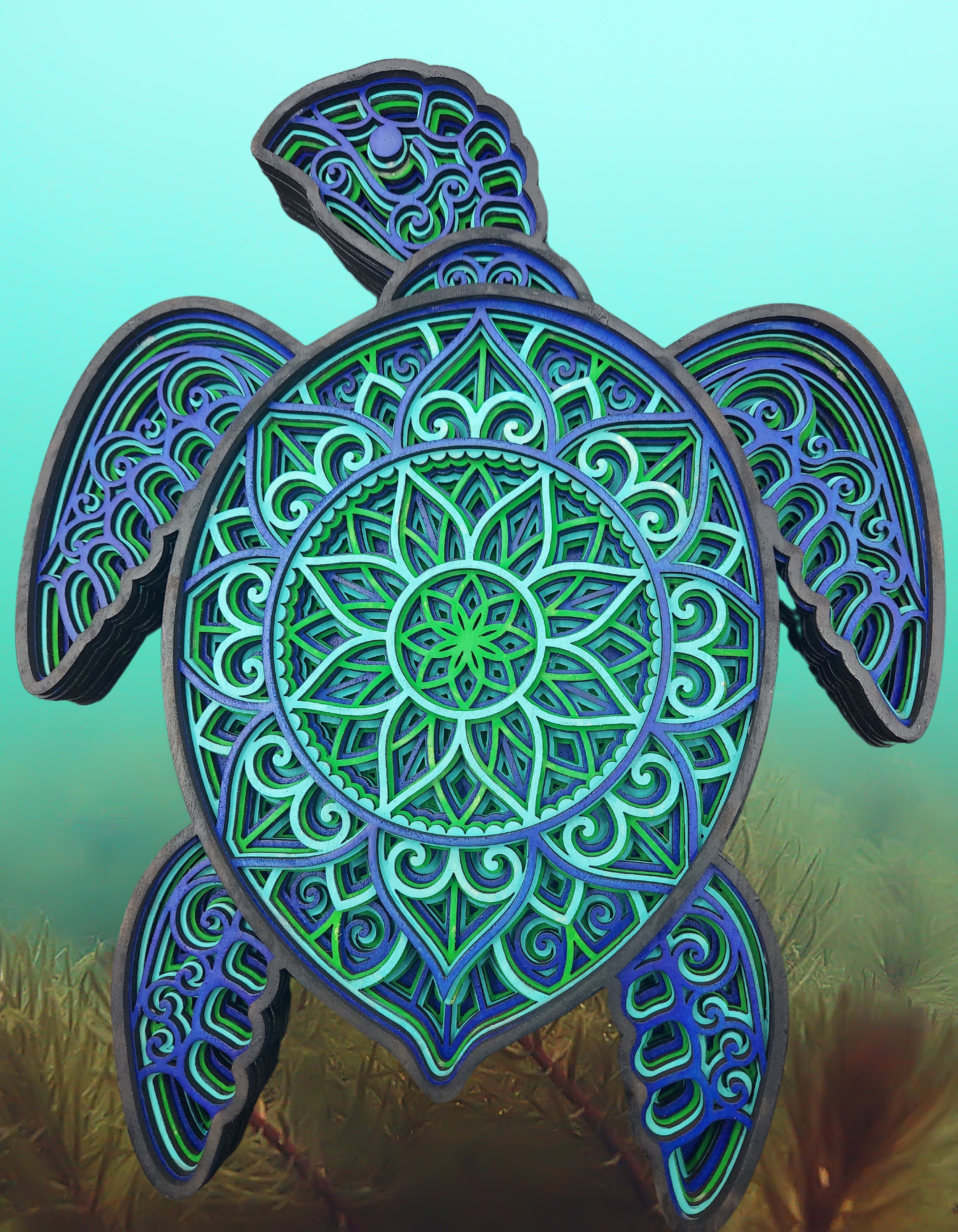 Turtle Wall Art,sea Turtle,handcrafted Mandala Style,hand Painted or ...