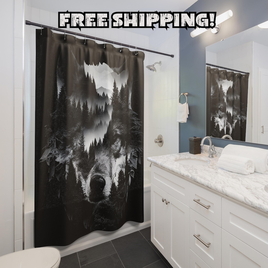Wolf Shower Curtain,rustic Decor,woodland Bathroom,cabin Home,wildlife ...