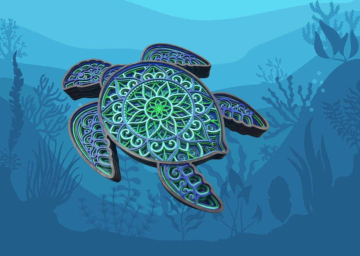 Turtle Wall Art,sea Turtle,handcrafted Mandala Style,hand Painted or ...