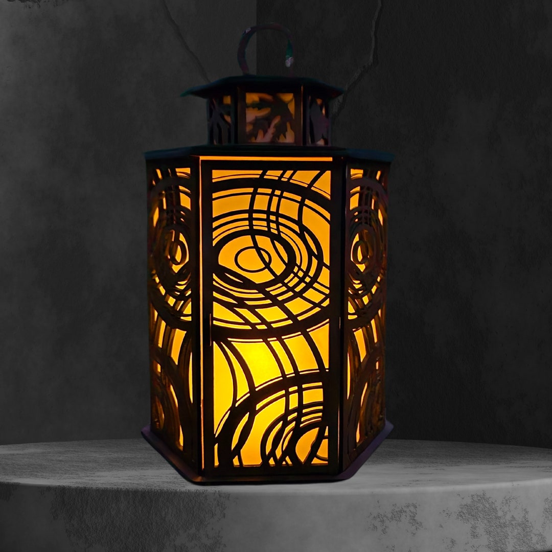 Rustic Tealight Lantern, Circular Design,graphic Tealight Lantern ...