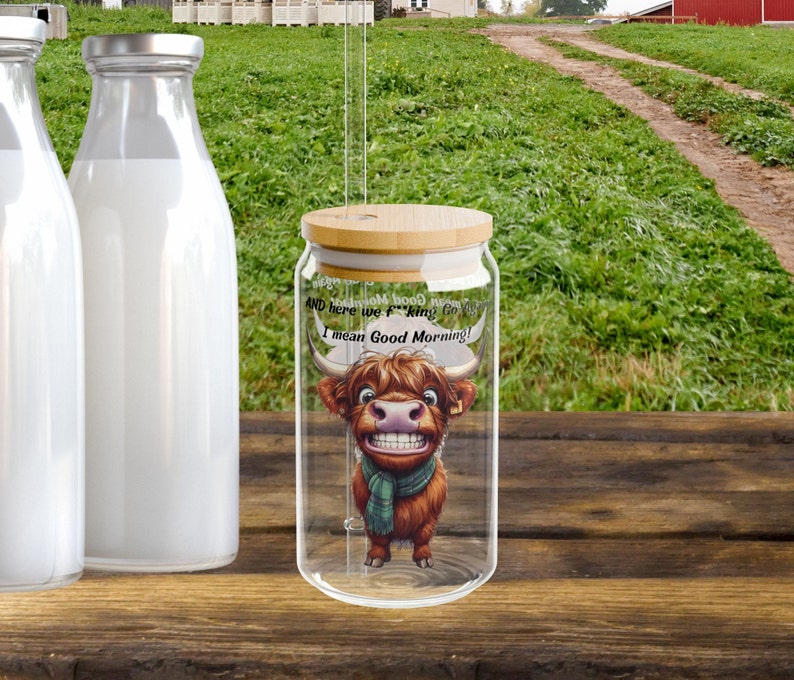 Cow Sipper,funny Highland Cow Glass Can,laugh to Start the Day,adult ...