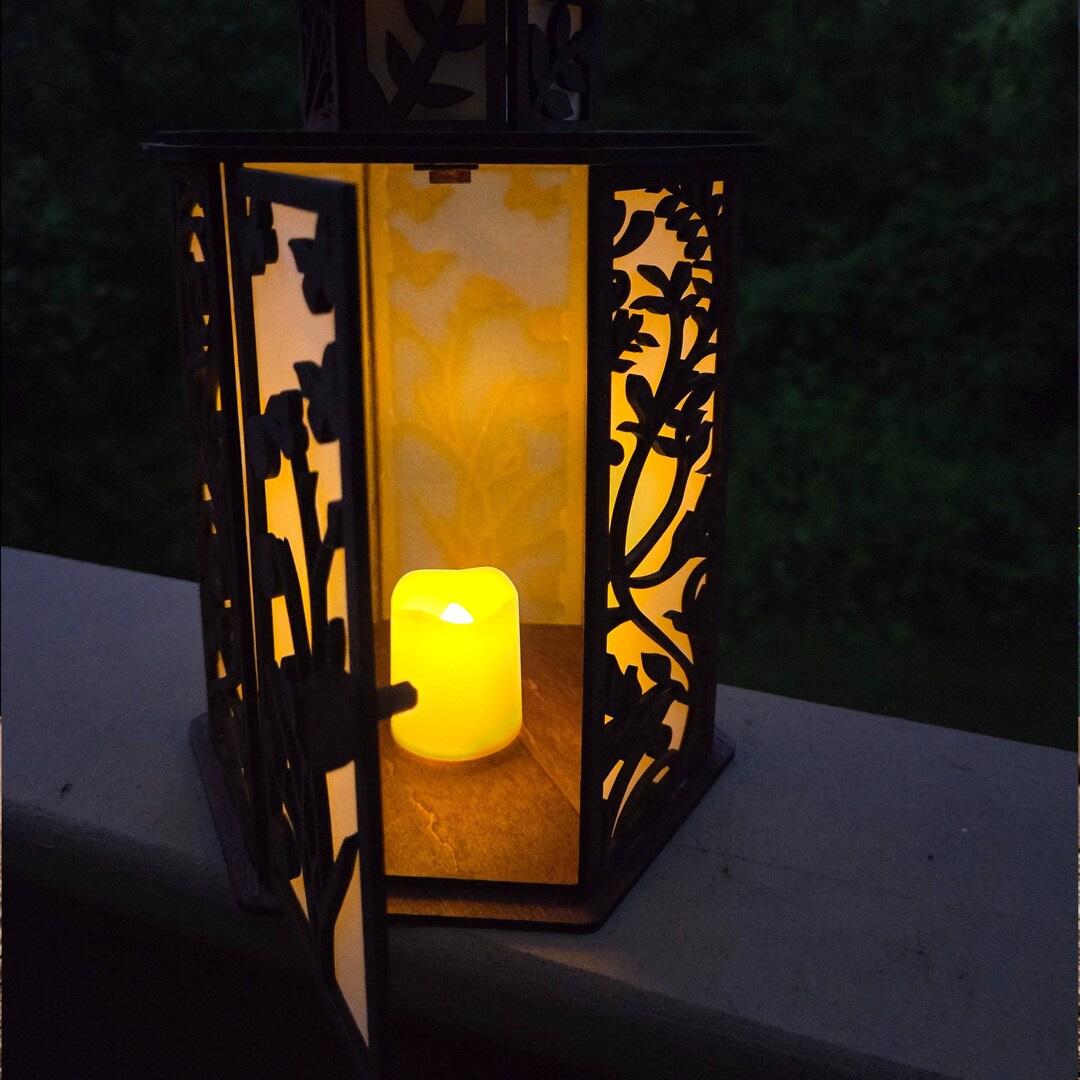 Tealight Lantern,rustic Floral & Butterfly,vellum Lined,flameless ...