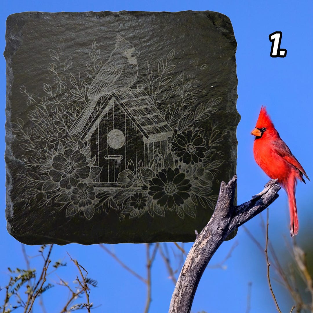 Cardinal Coasters,rustic Slate Coasters,bird Lover Gift, Housewarming ...