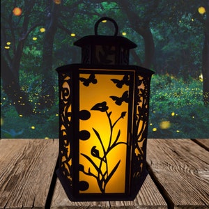 Tealight Lantern,rustic Floral & Butterfly,vellum Lined,flameless ...