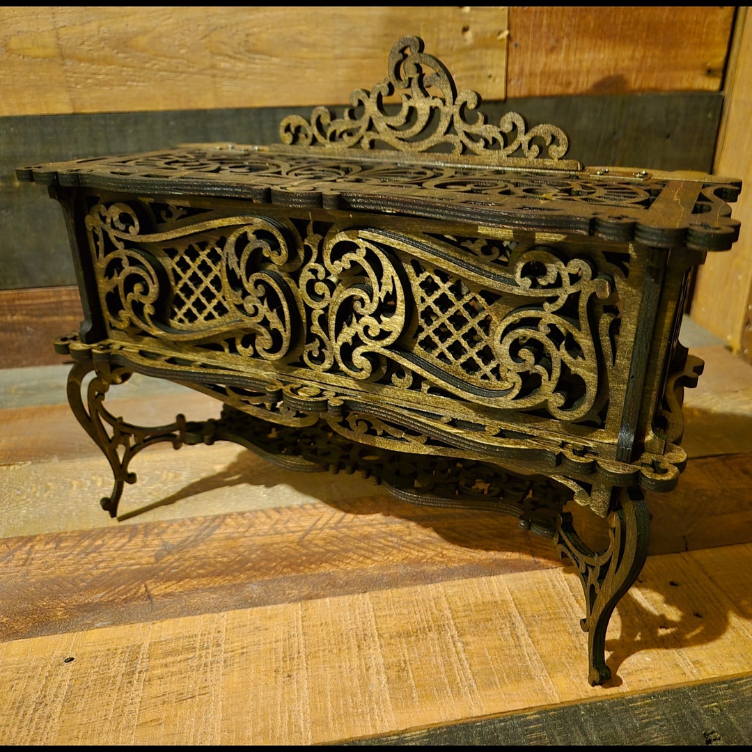 Laser Cut Wood Keepsake Box: Scroll Design, 16 Colors - Etsy