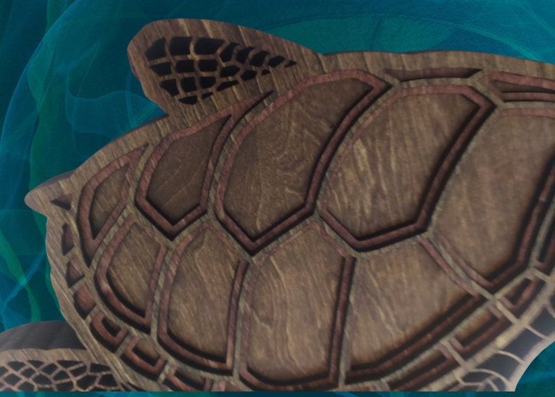 3D Turtle,layered Wood,sea Turtle,laser Cut,hand Stained,wall Hanging ...