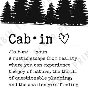 Funny Cabin Definition Print – Rustic Cabin Decor (digital Download) - Etsy