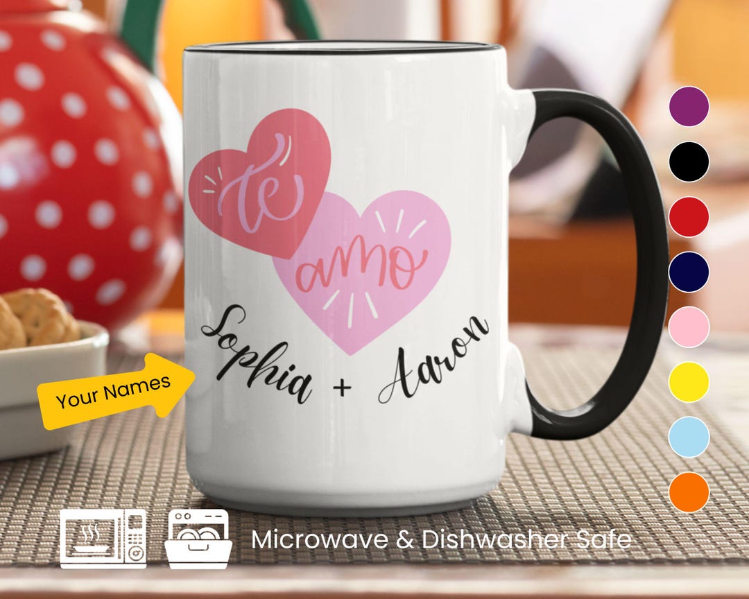 Personalized Te Amo Mug, Valentines Day Coffee Gift - Etsy