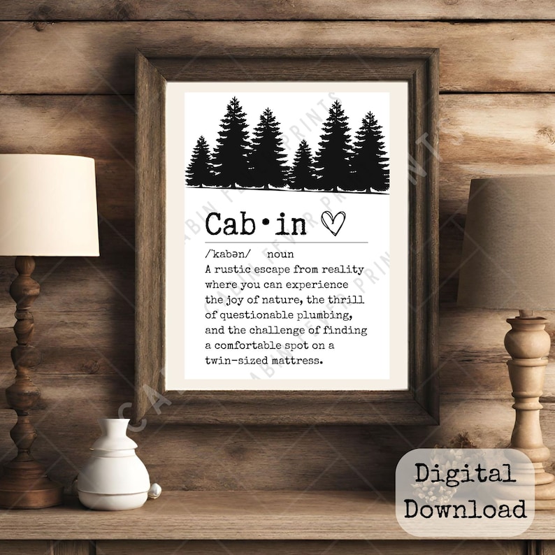 Funny Cabin Definition Print – Rustic Cabin Decor (digital Download) - Etsy