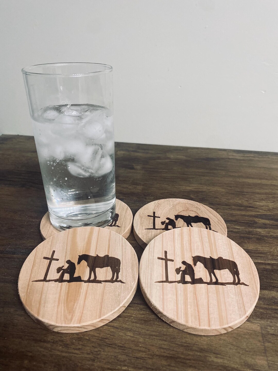 Praying Cowboy Coasters - Wooden Coasters - Cedar Coasters - Etsy