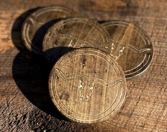 Longhorn Coaster, Longhorn Decor, Western Coasters, Cow Coasters, Cow ...