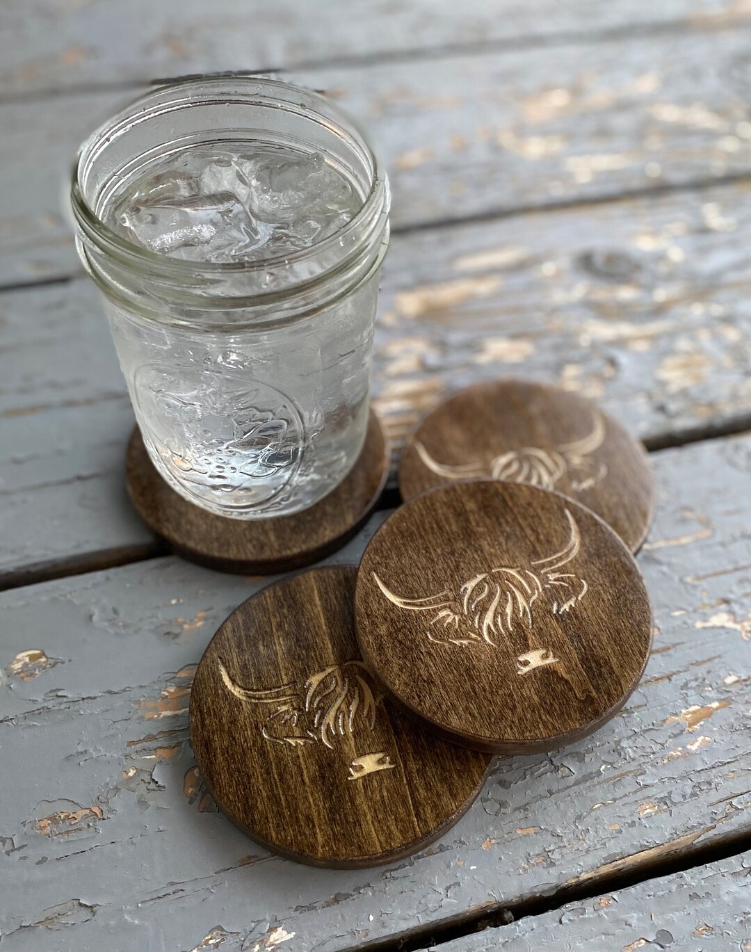 Set of 4 Highland Cow Coasters - Etsy