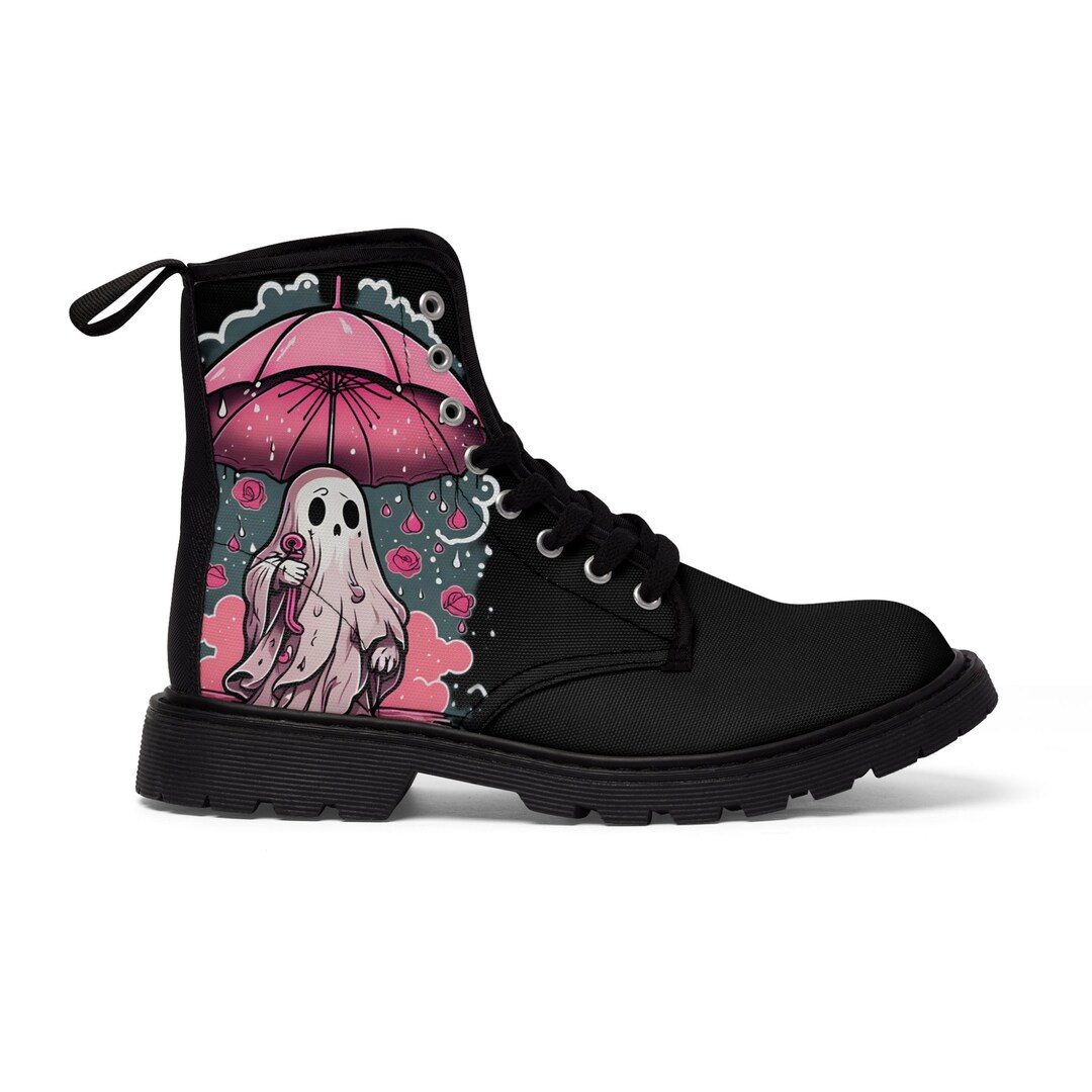 Black Ghost Design Boots spooky Halloween - Etsy