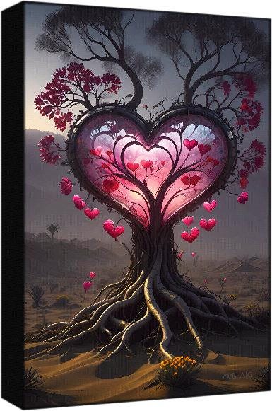 Heart Tree, Desert Landscape, Somber, Pink Heart Branches - Etsy