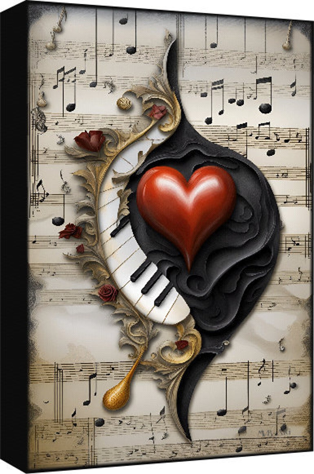 Red Heart With Music Notes - Etsy