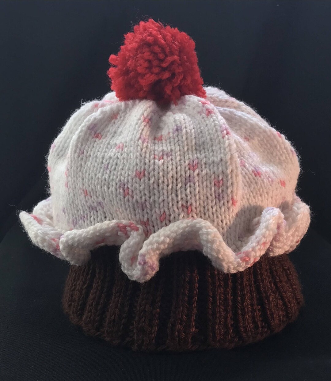 Pink Cupcake With "chocolate" Icing Hand-knitted Children's Hat - Etsy