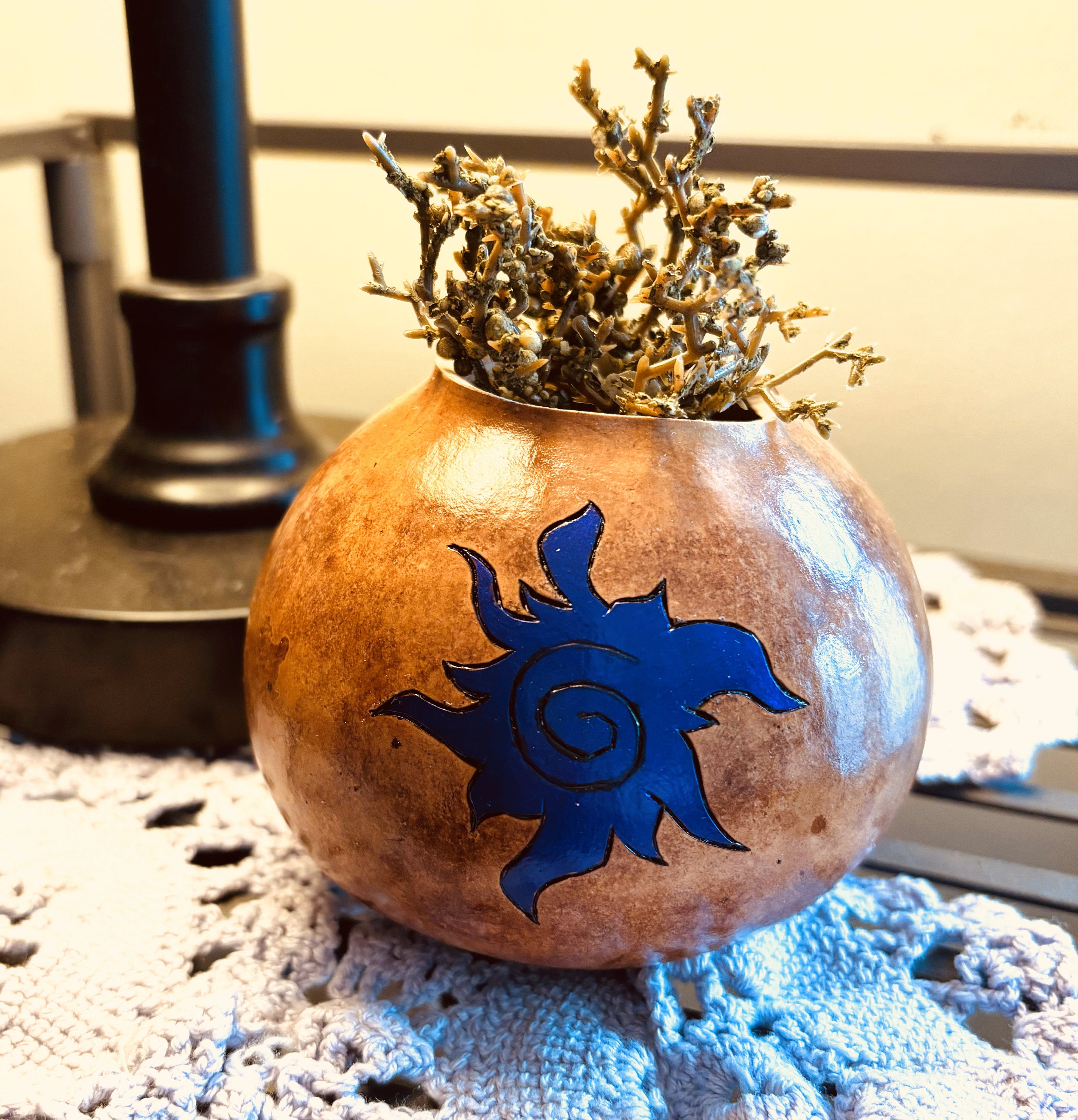 Handcrafted All-natural Gourd Vessel/vase With Hand Carved and - Etsy