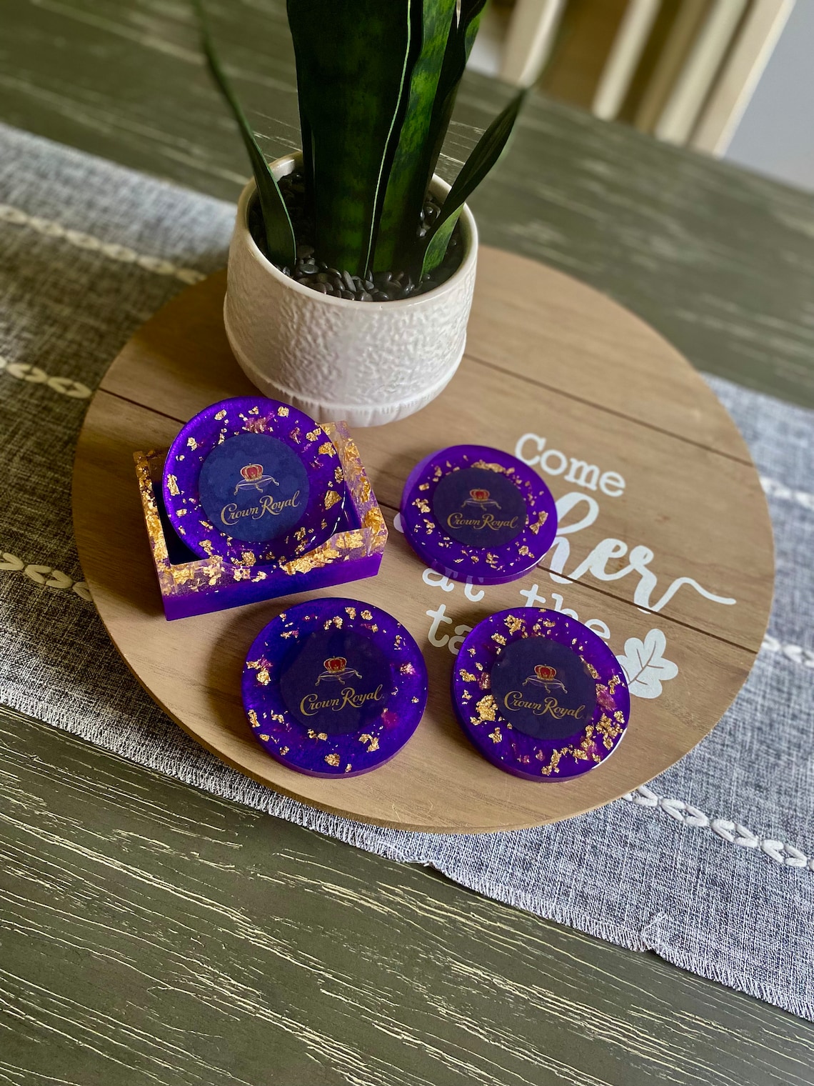 Crown Royal, Crown Royal Coaster Set, Coaster Set With Holder, Crown ...