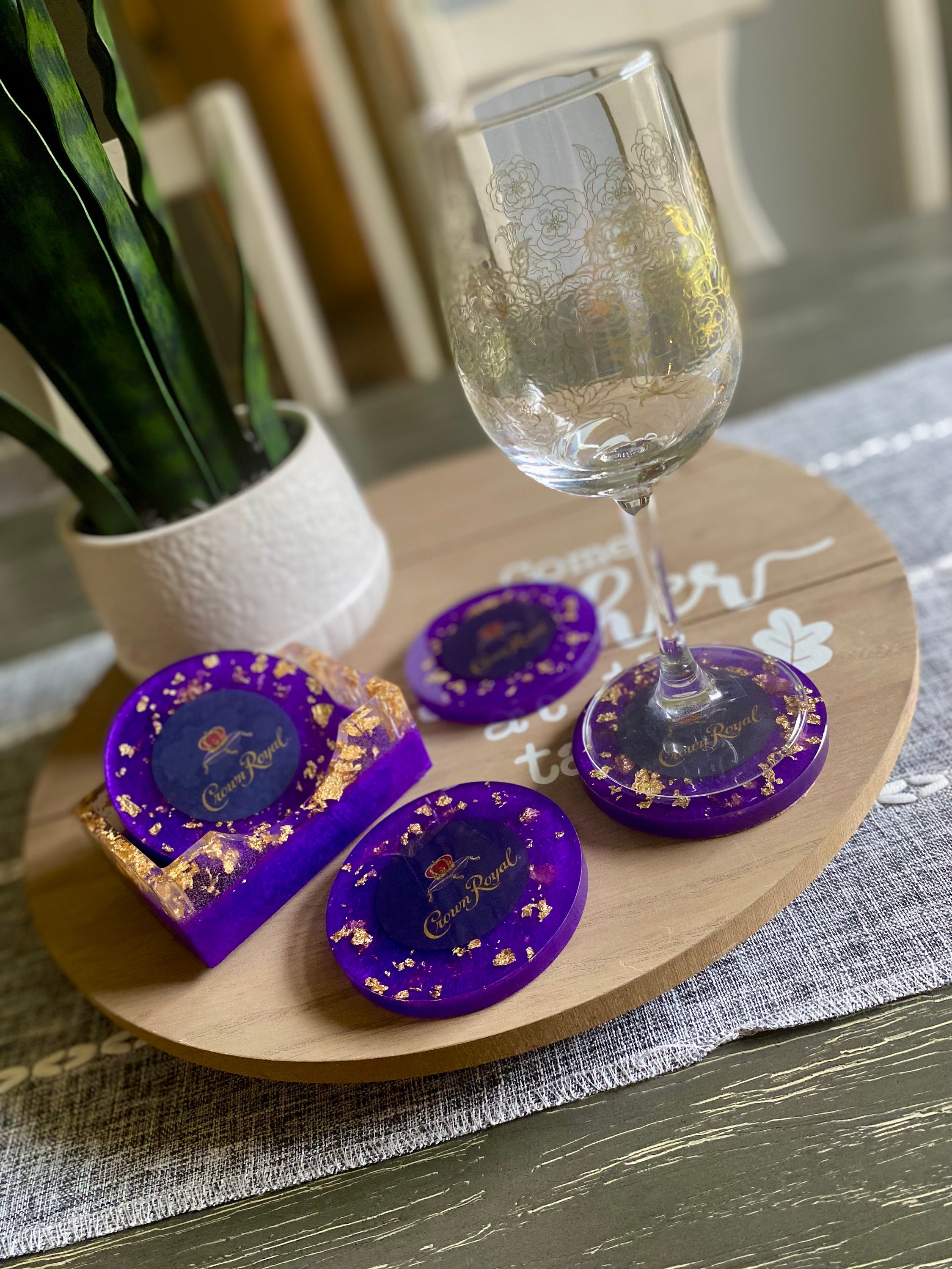 Crown Royal, Crown Royal Coaster Set, Coaster Set With Holder, Crown ...