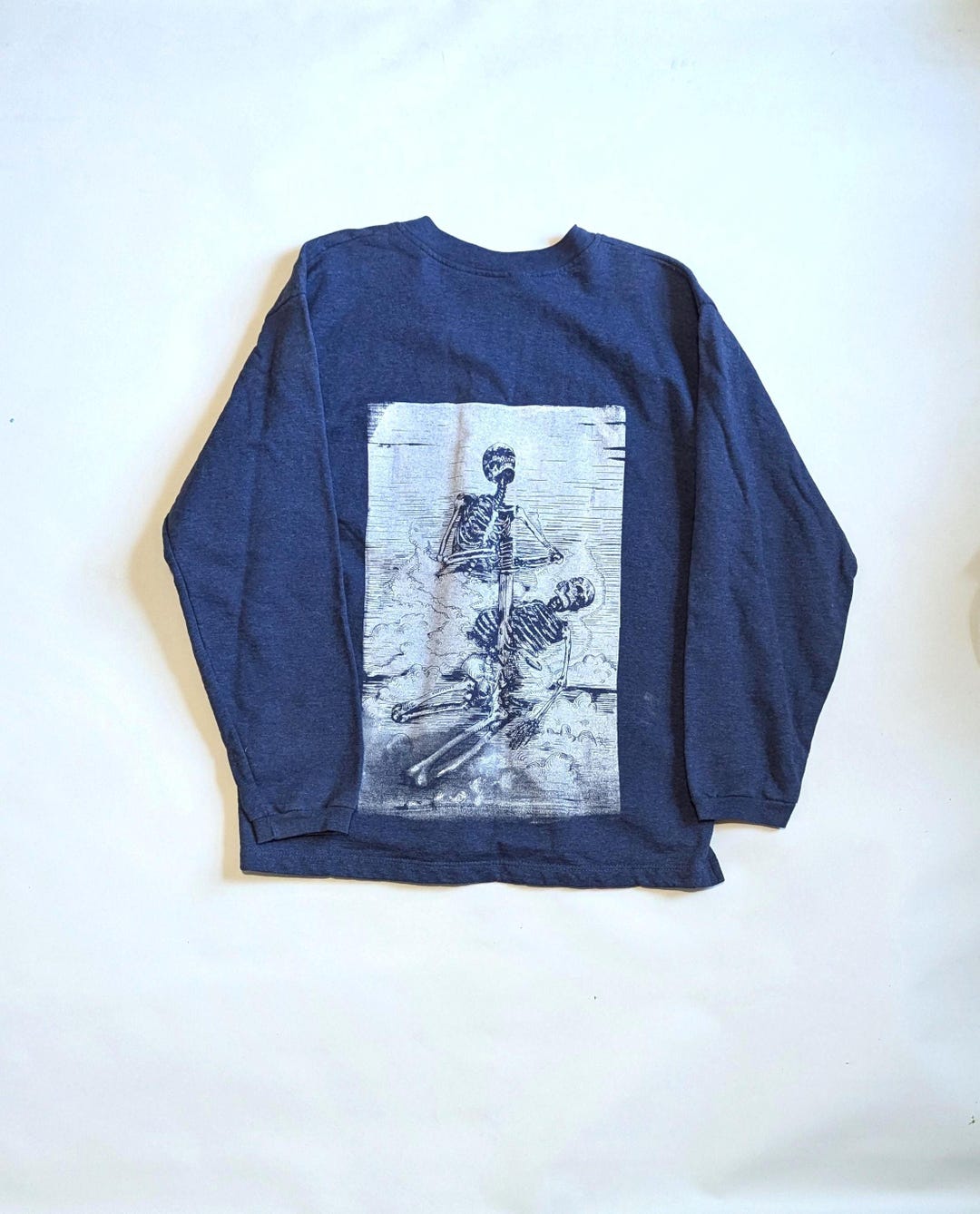 Large Sweater | Original Screen Print | Sword and Skeleton - Etsy