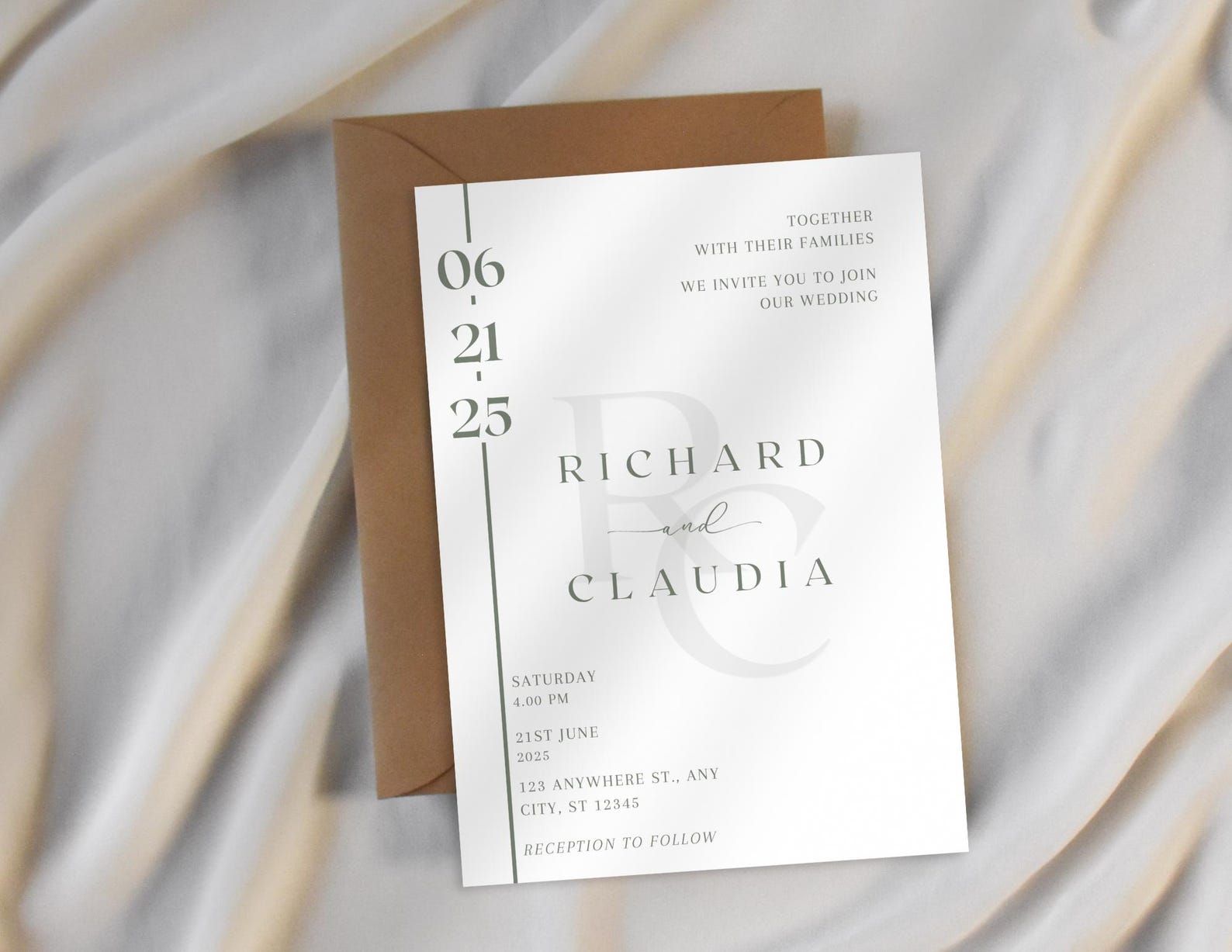 Minimal Wedding Invitation Template Minimalist Invite Editable ...