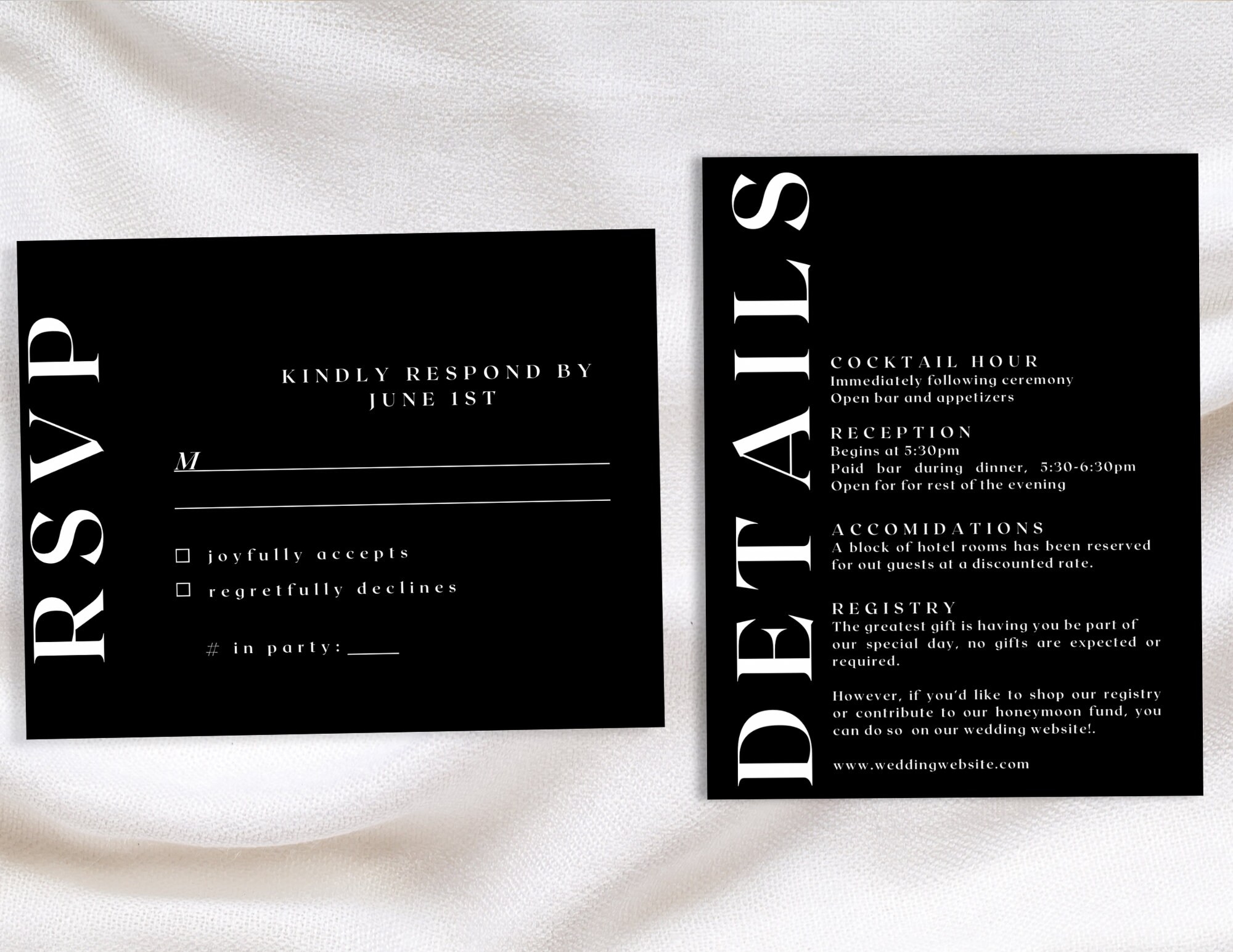 Minimal Black Wedding Invitation Minimalist Invite Editable Invitation Template Details RSVP ...