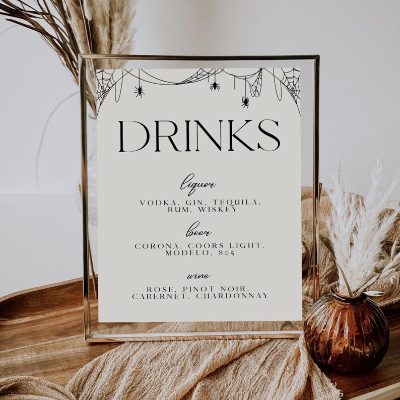 Halloween Drinks Menu Template, Spooky Party Decor (digital Download ...