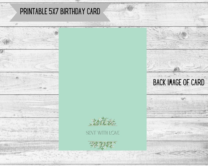 Printable-green Floral Birthday Card-digital Download-white Floral Card ...