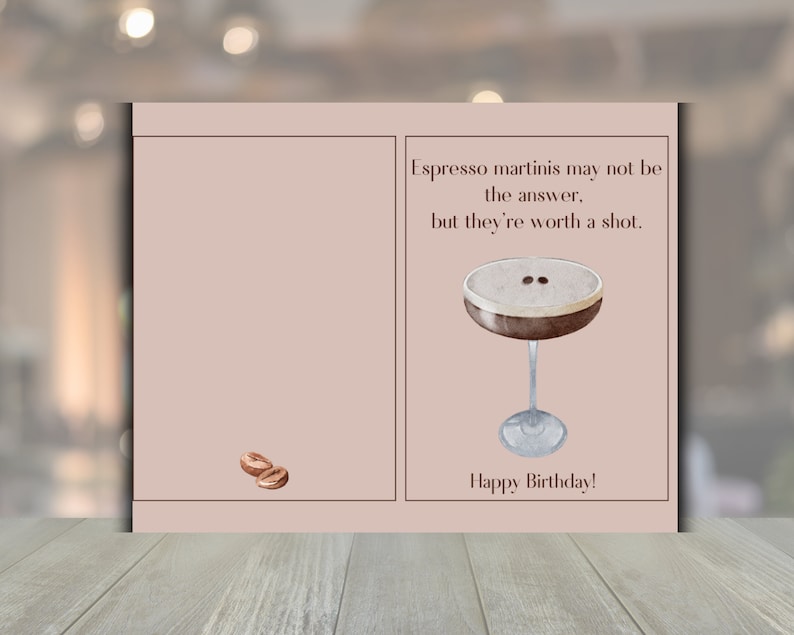 Instant Download Espresso Martini Birthday Card- Printable Espresso ...
