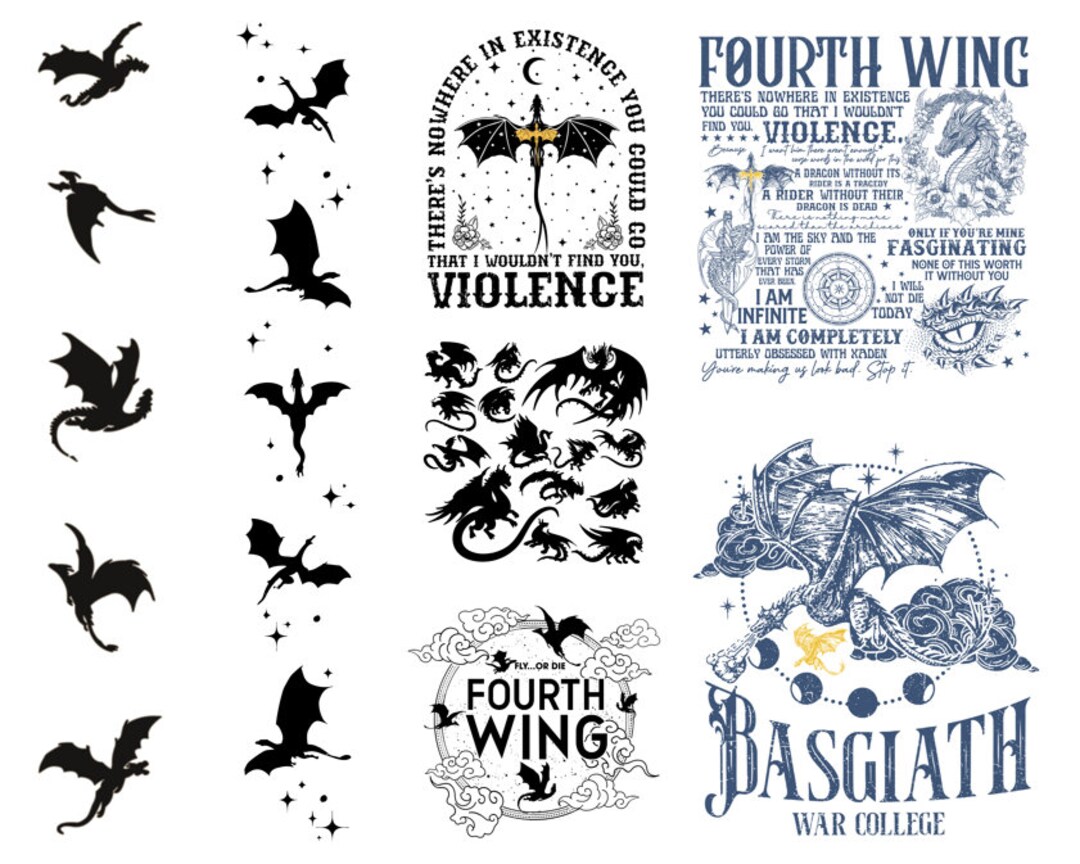 Fourth Wing Png Stencil Basgiath Digital File Rebecca Yarros - Etsy