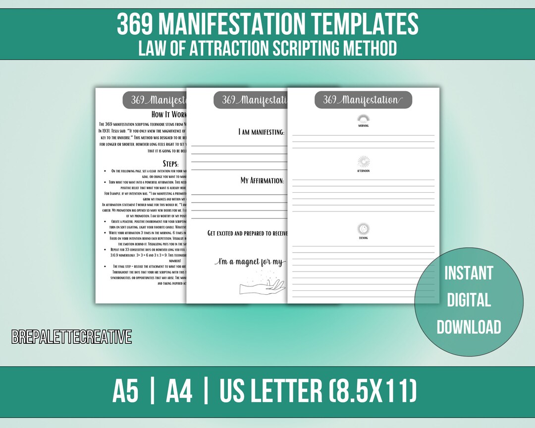 3-6-9 Manifestation Method Law of Attraction Scripting - Etsy