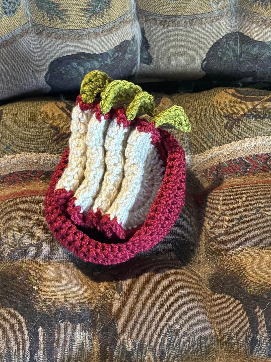 Hand Crocheted Slice Apple Coaster Set - Etsy