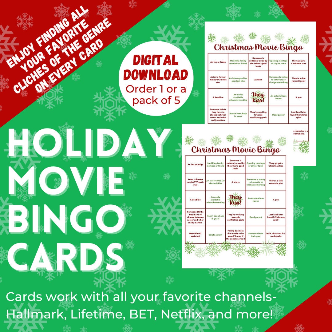 Holiday Movie Bingo Cards single Card - Etsy