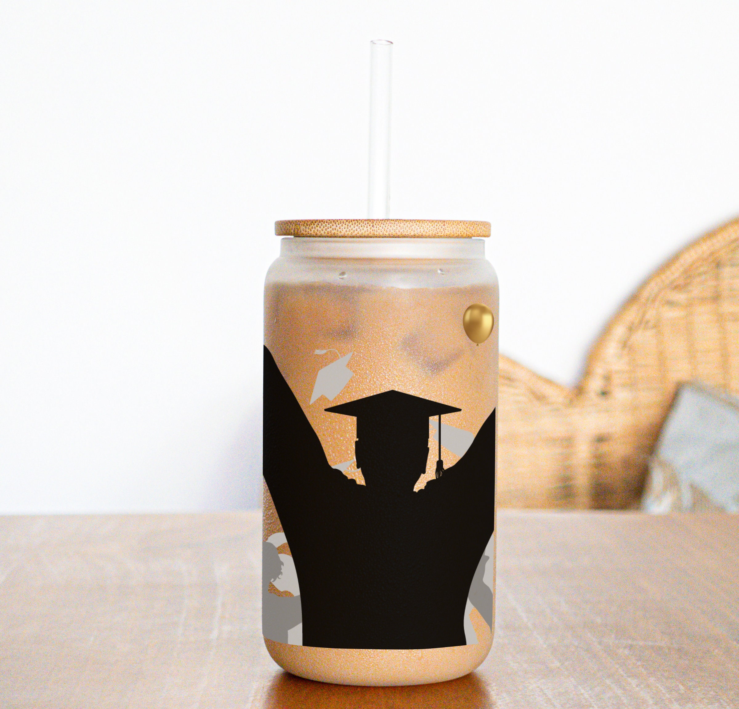 Graduation Glass Can, Graduate Glass Can Png, Graduation Gifts, Iced ...