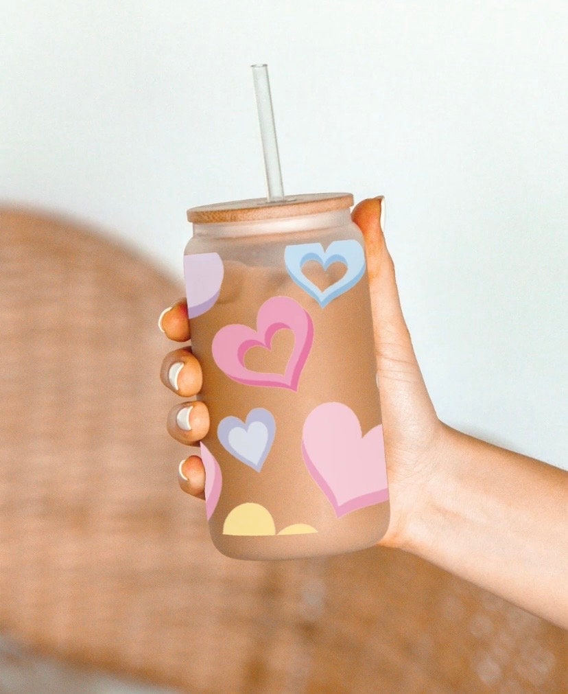 Glass Can Libby Hearts, Libby Can Png, Colorful Heart Valentin - Etsy