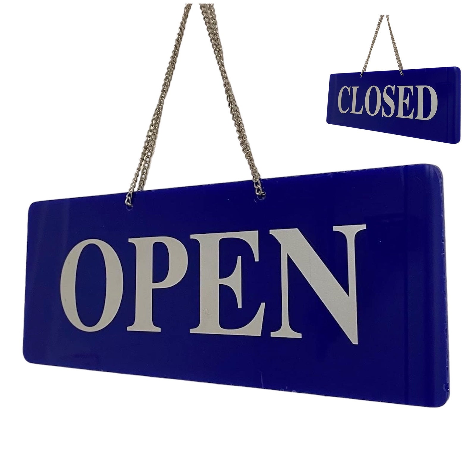 Open Closed Door Sign With Chain & Suction Rigid 3mm Black Silver Gold ...