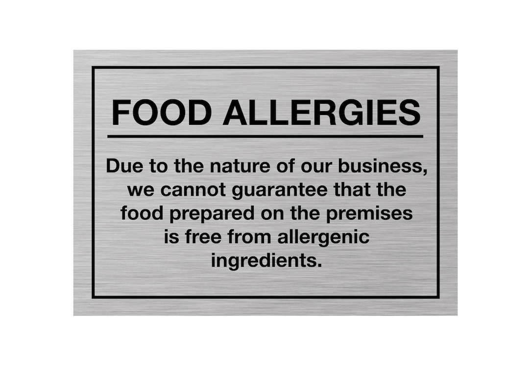 Food Allergy and Intolerances Safety Sign Notice Allergen A4 Silver 297 ...