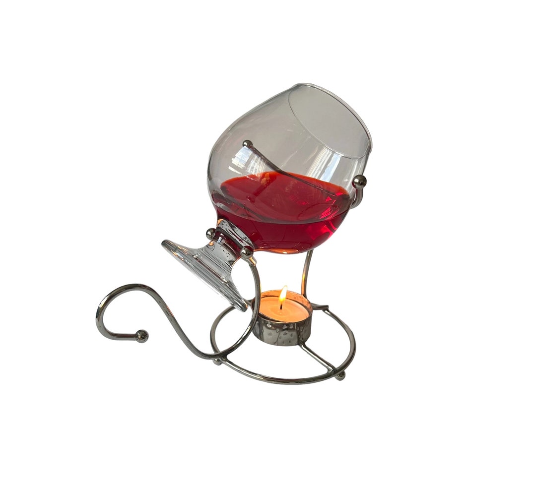 Brandy Warmer Stand Gift Set With Glass Brandy Cognac Snifter Holder ...