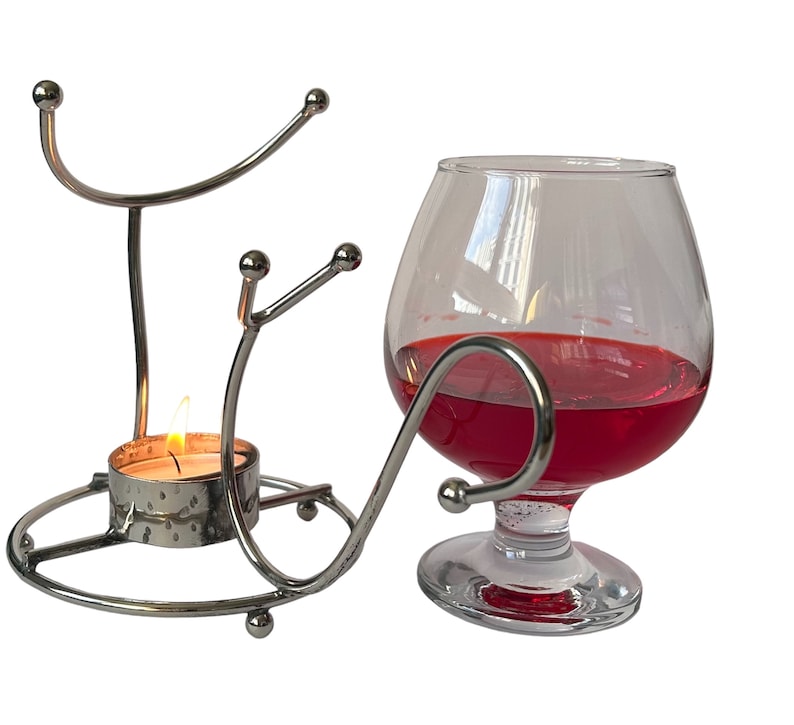 Brandy Warmer Stand Gift Set With Glass Brandy Cognac Snifter Holder ...