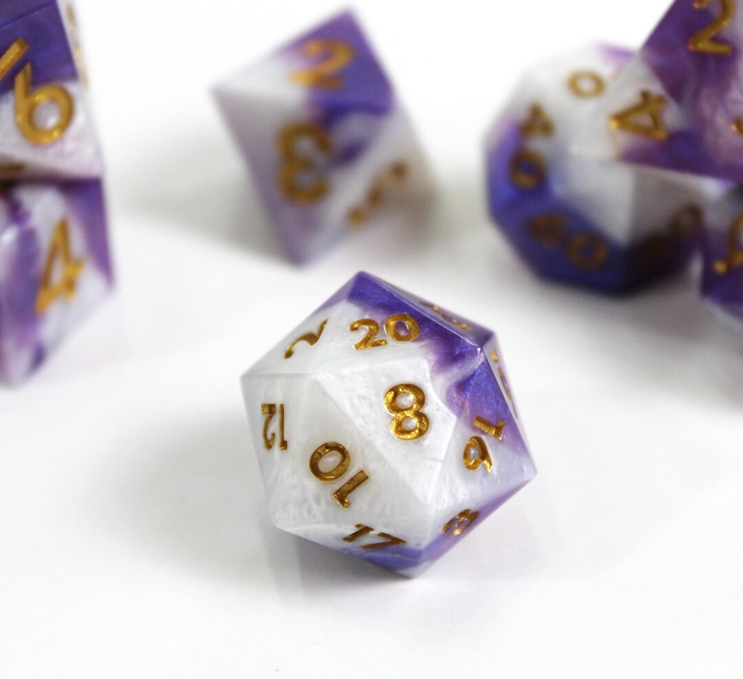 Frieza Inspired Two-toned Dice Set DBZ Themed DND TTRPG Sharp Edge Full ...